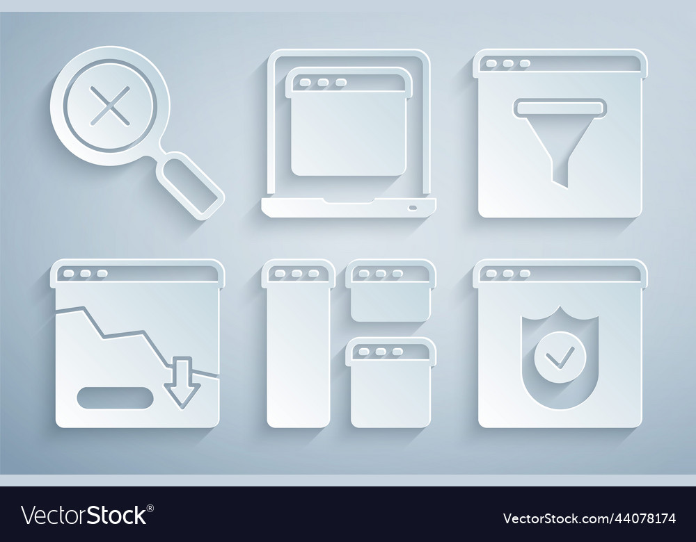 Set browser window financial growth decrease Vector Image