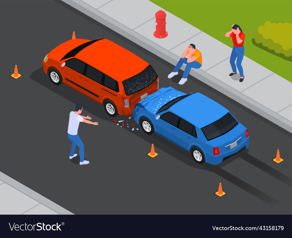 Car accident isometric composition Royalty Free Vector Image Car accident isometric composition Royalty Free Vector Image