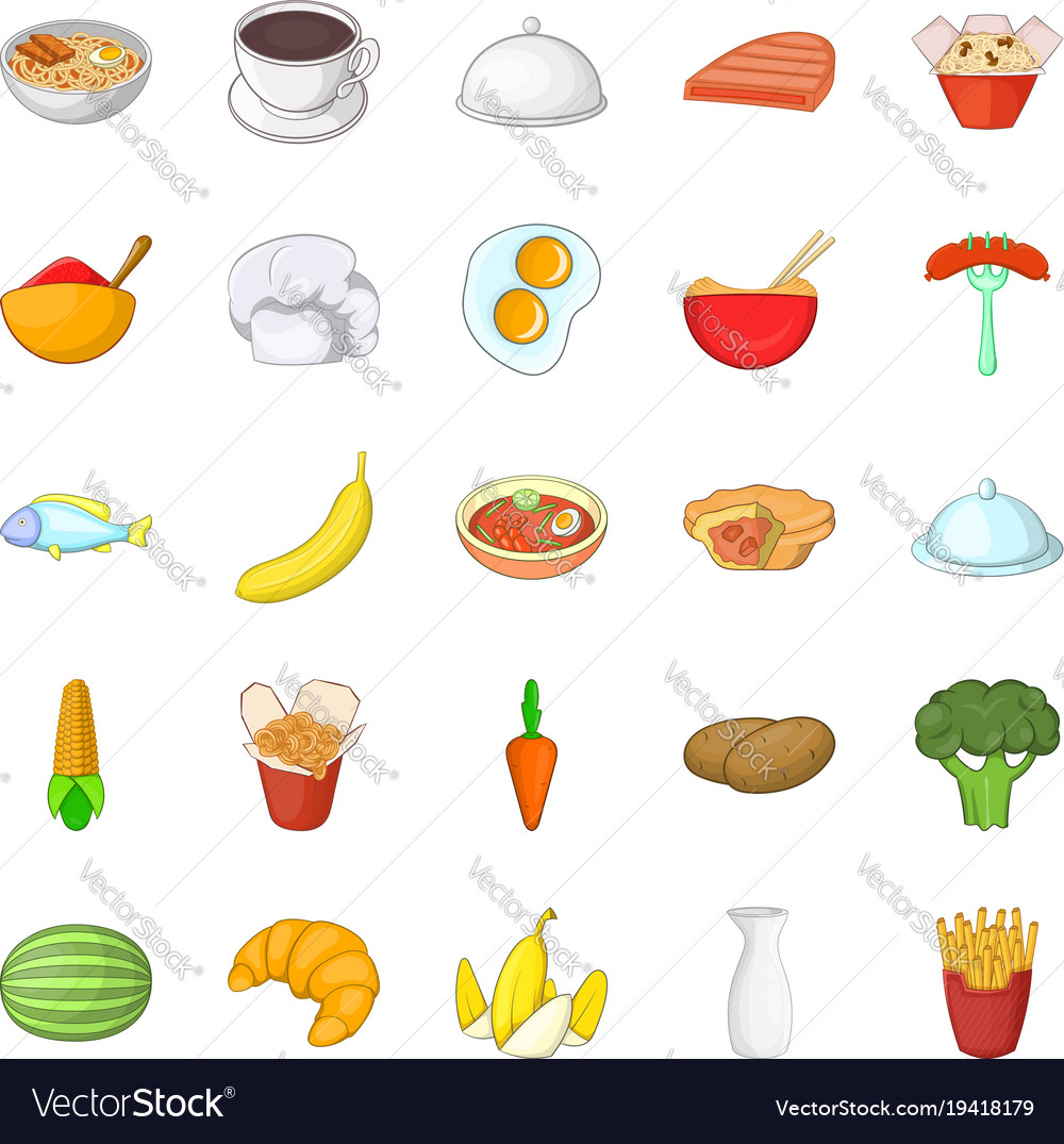 Dinnerware icons set cartoon style Royalty Free Vector Image Dinnerware icons set cartoon style Royalty Free Vector Image