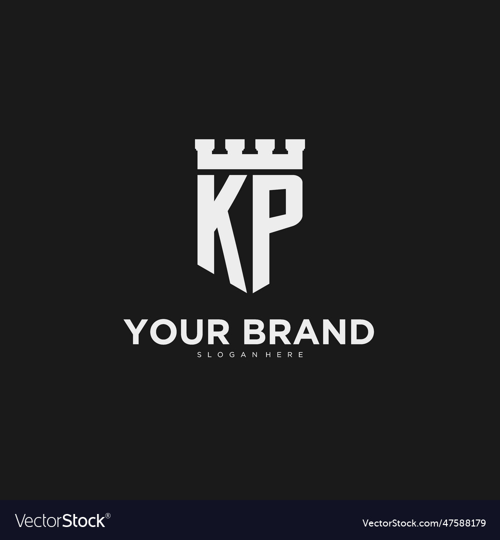 Initials kp logo monogram with shield Royalty Free Vector Initials kp logo monogram with shield Royalty Free Vector