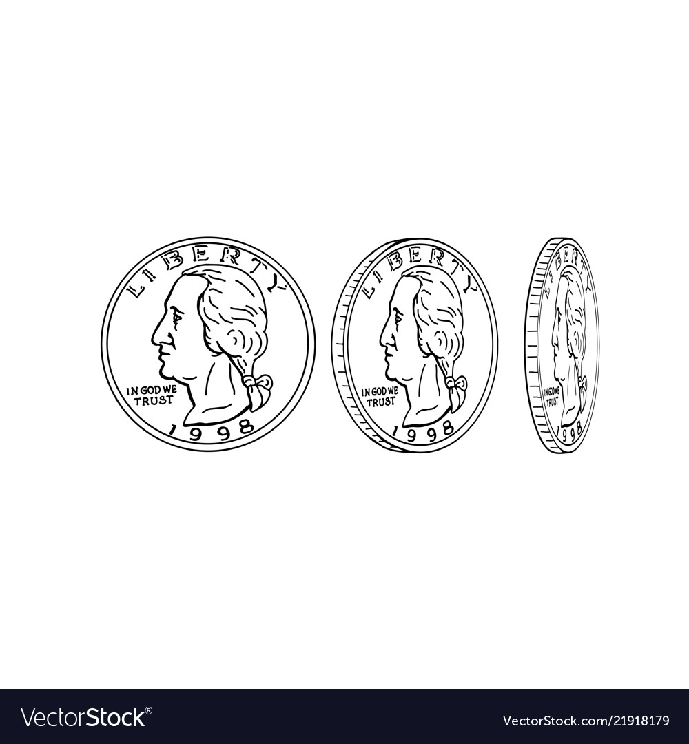 United states dollar coin spinning drawing Vector Image United states dollar coin spinning drawing Vector Image