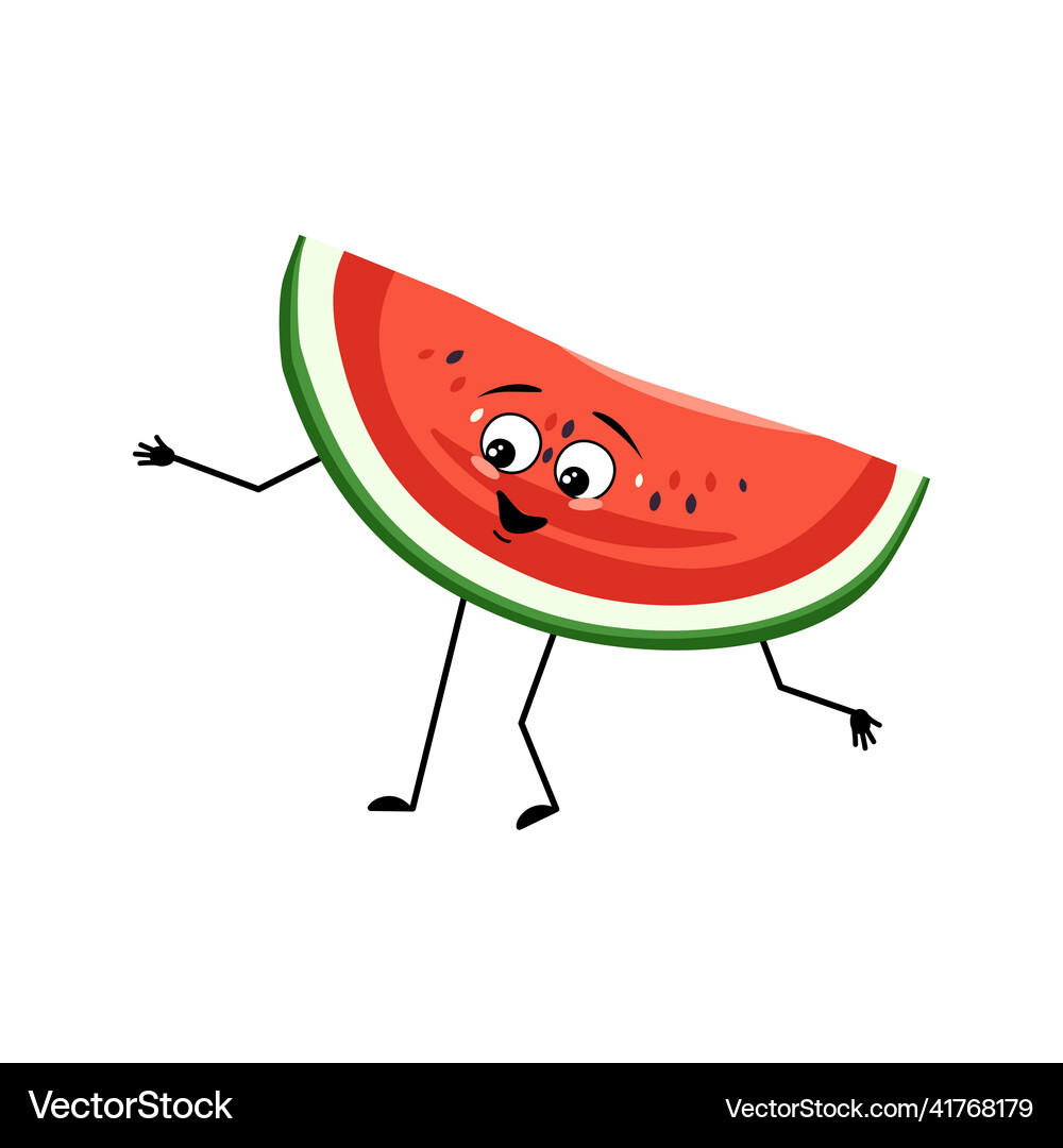 Watermelon character with happy emotion Royalty Free Vector