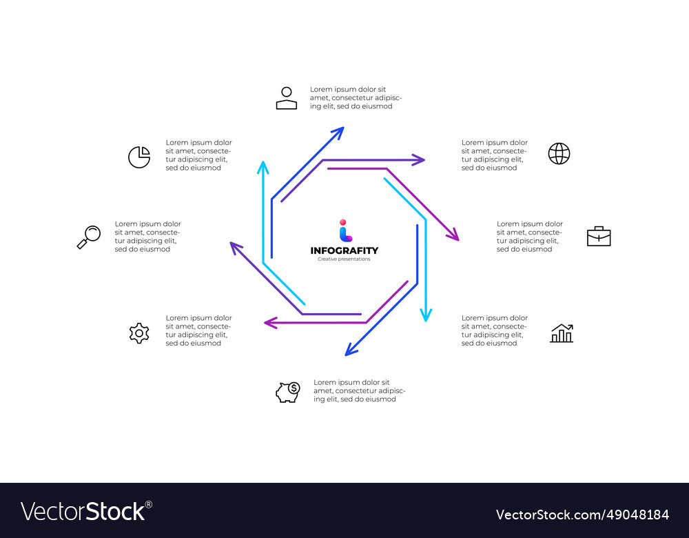 Outline octagon infographic cycle diagram Vector Image Outline octagon infographic cycle diagram Vector Image