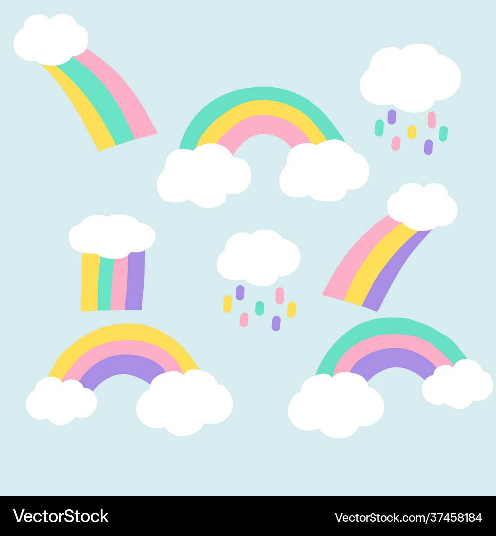 Rainbow cartoon set Royalty Free Vector Image - VectorStock