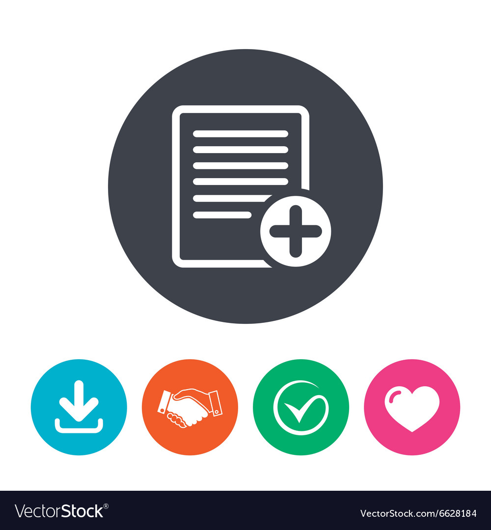 Text file sign icon add file document symbol Vector Image