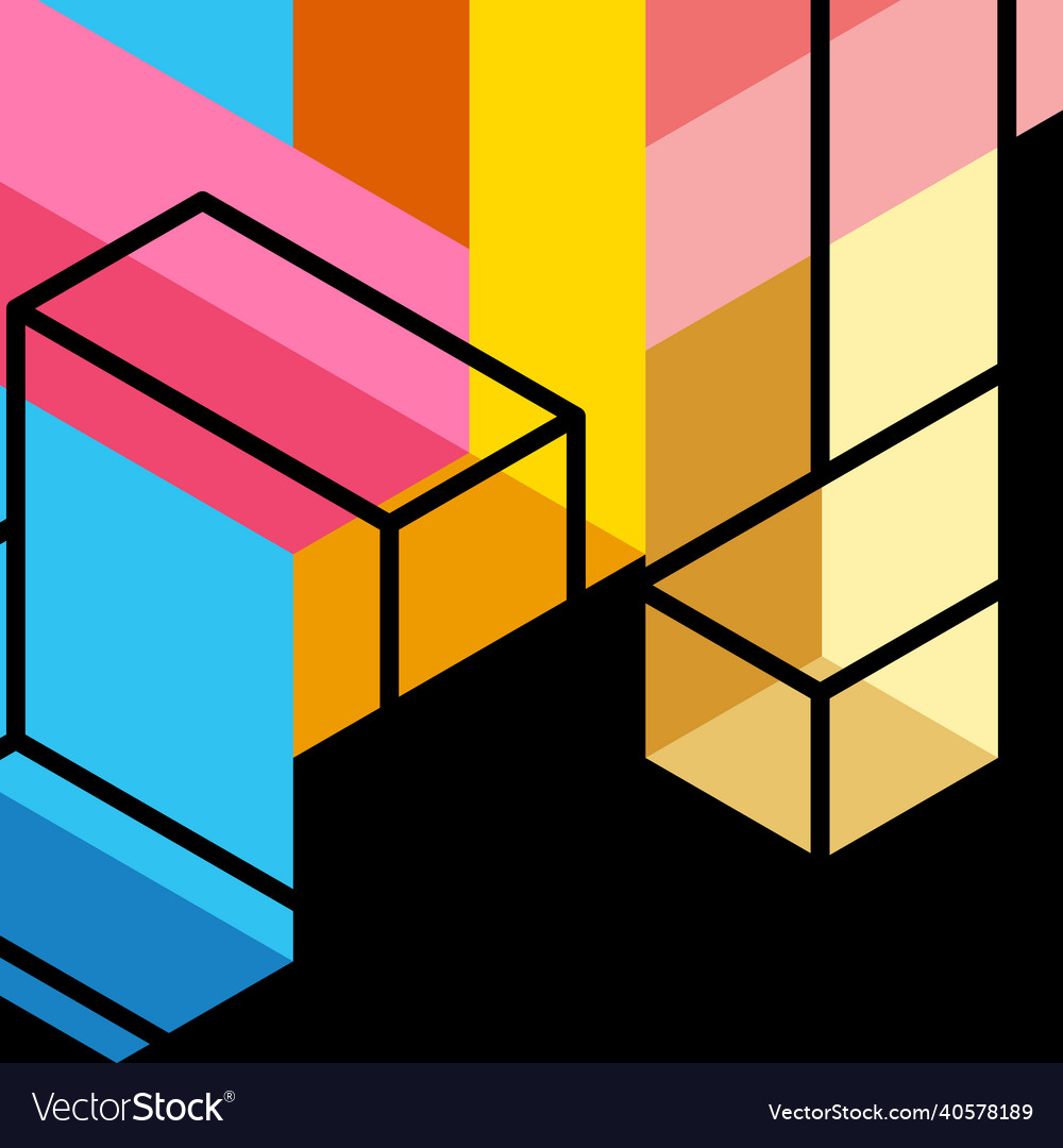 Abstract Background 3d Cubes Cubic Elements Vector Image