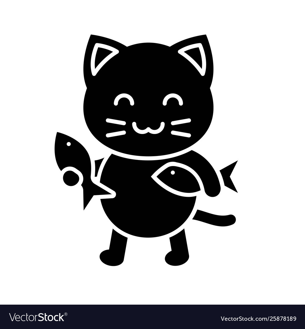 Cute cat avatar solid icon Royalty Free Vector Image