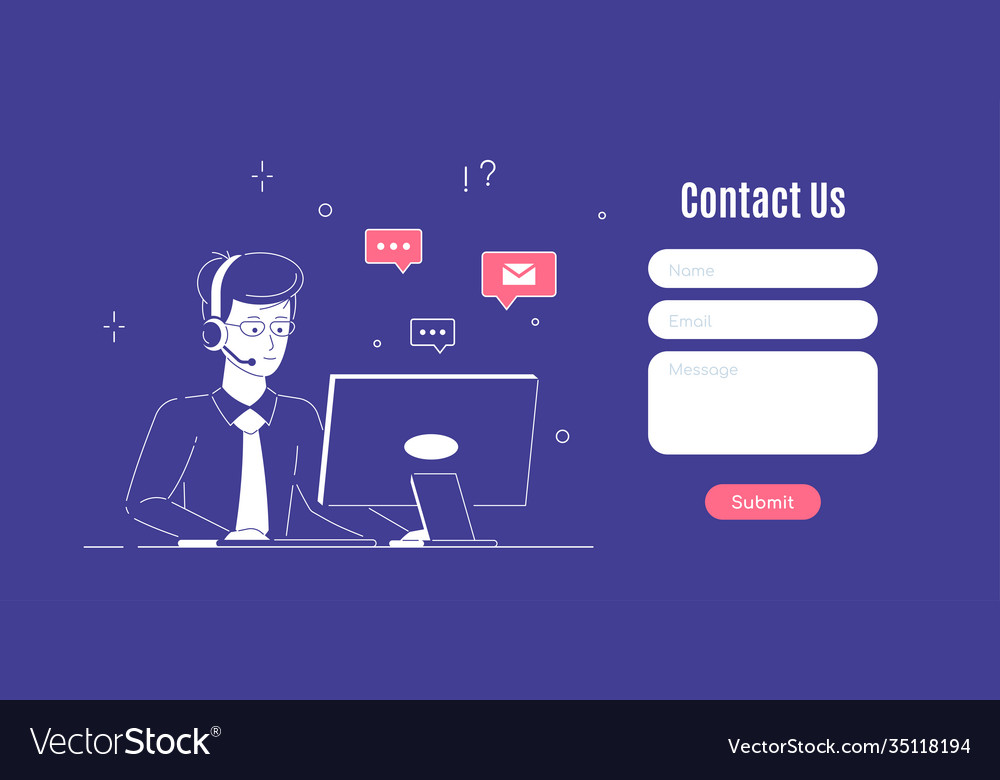 Contact us web page design template in flat style Vector Image