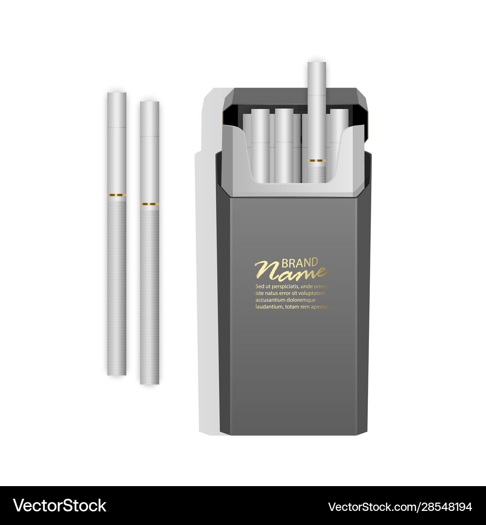 Realistic pack light cigarettes addiction Vector Image