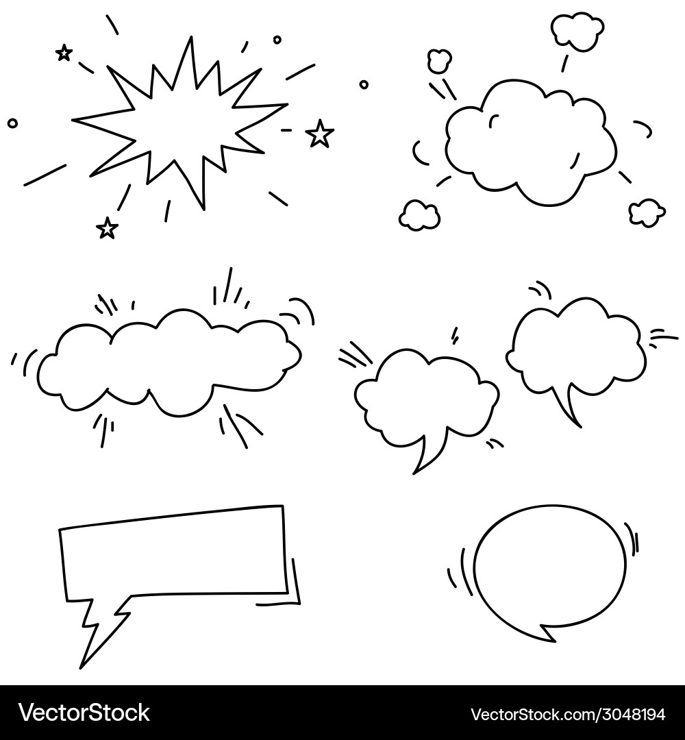 Set of hand drawn comic speech bubbles elements Vector Image