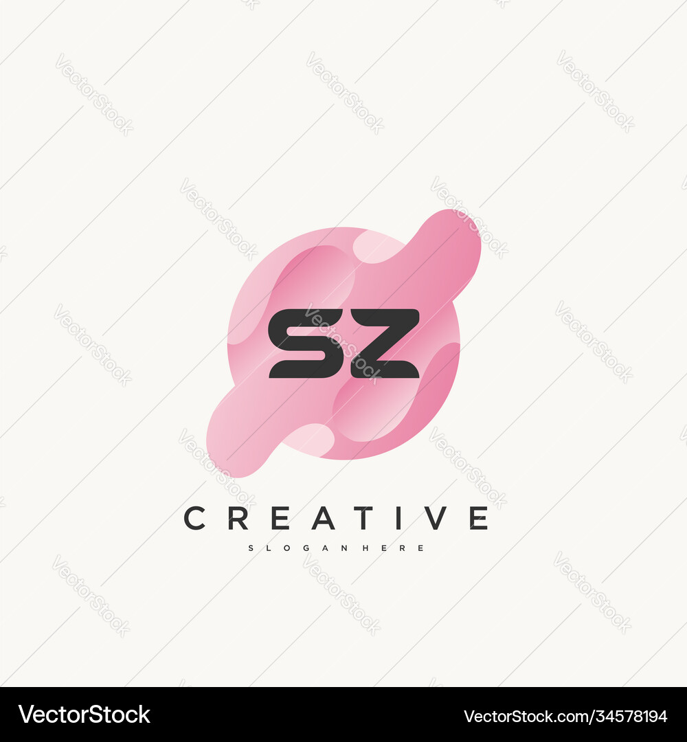Sz initial letter colorful logo icon design Vector Image