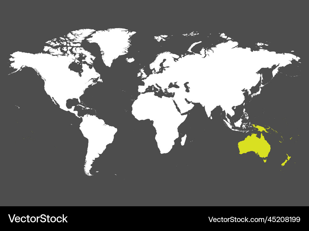 Australia continent green marked in world map Vector Image