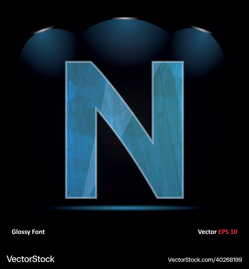 Glossy grunge font letter n dark Royalty Free Vector Image