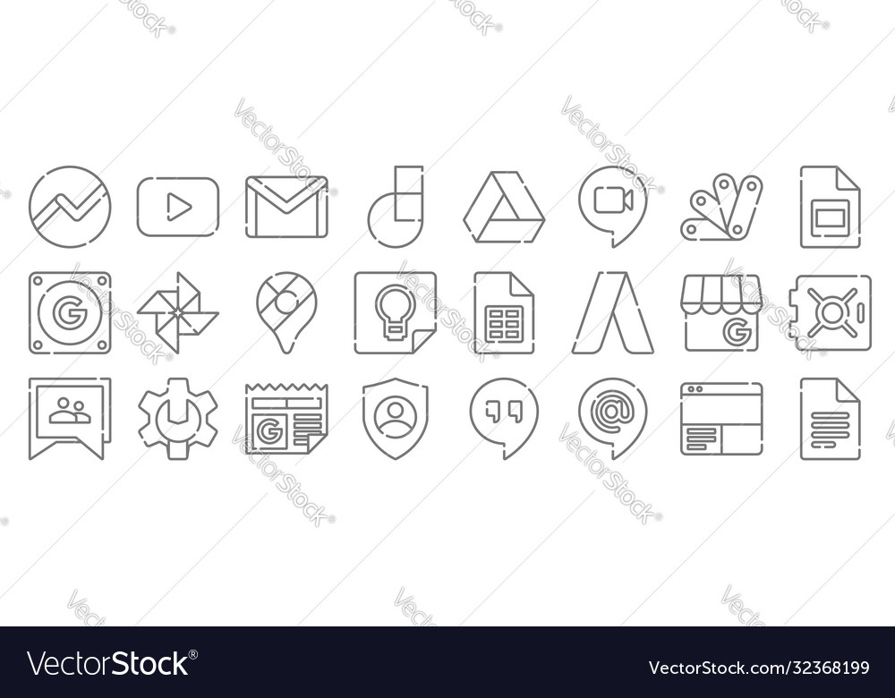 Google suite line icons linear set quality Vector Image