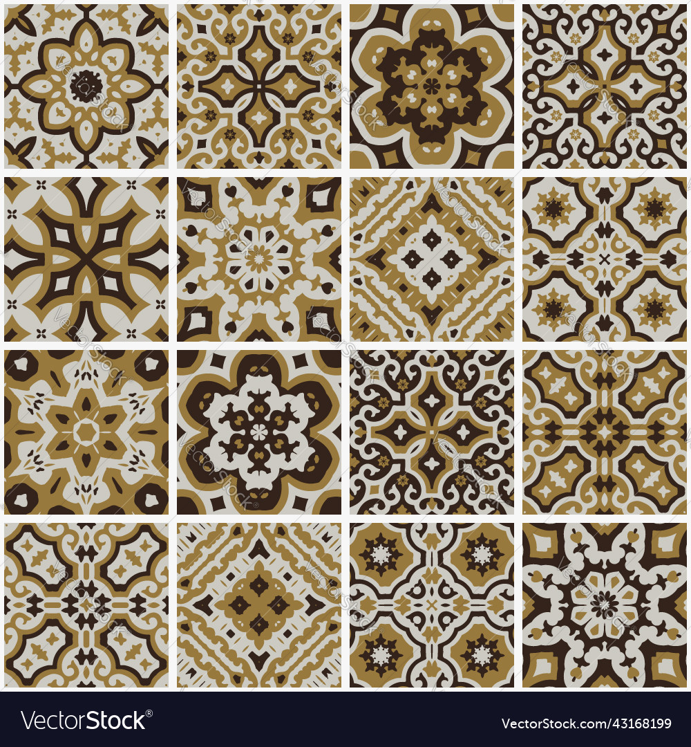Ornate portuguese ceramic tiles pattern Royalty Free Vector