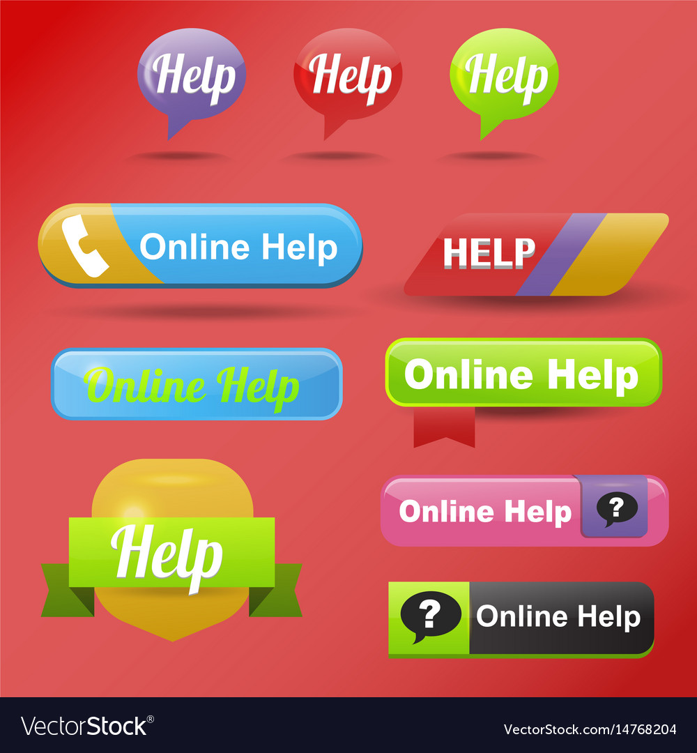 Colorful website online help buttons design Vector Image