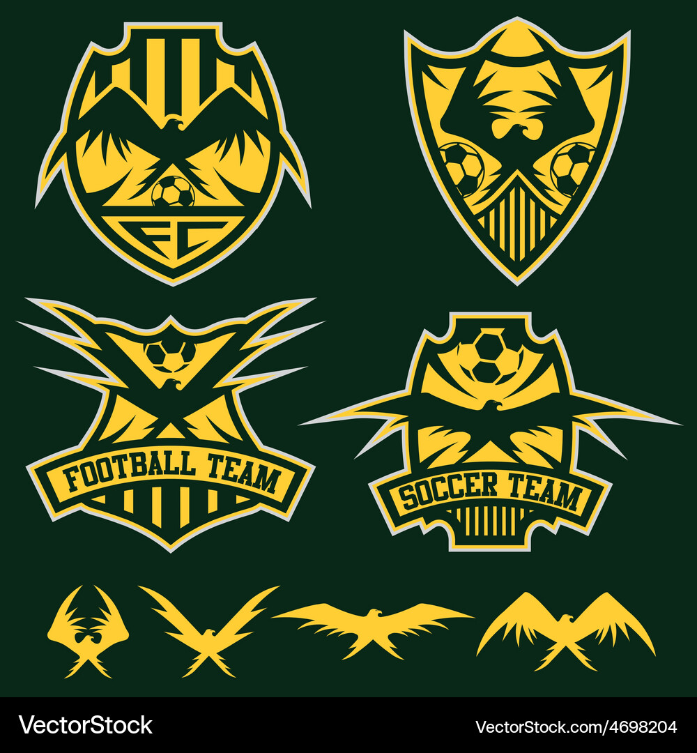 Football team crests set with eagles design Vector Image
