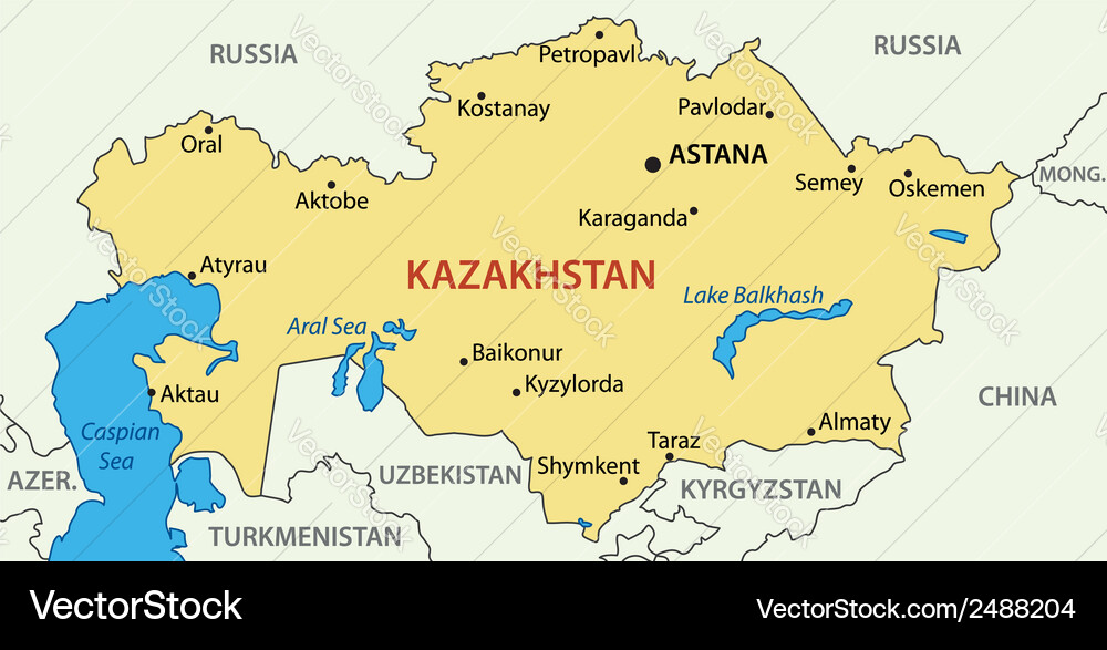 Kazakhstan Map Royalty Free Vector Image - VectorStock