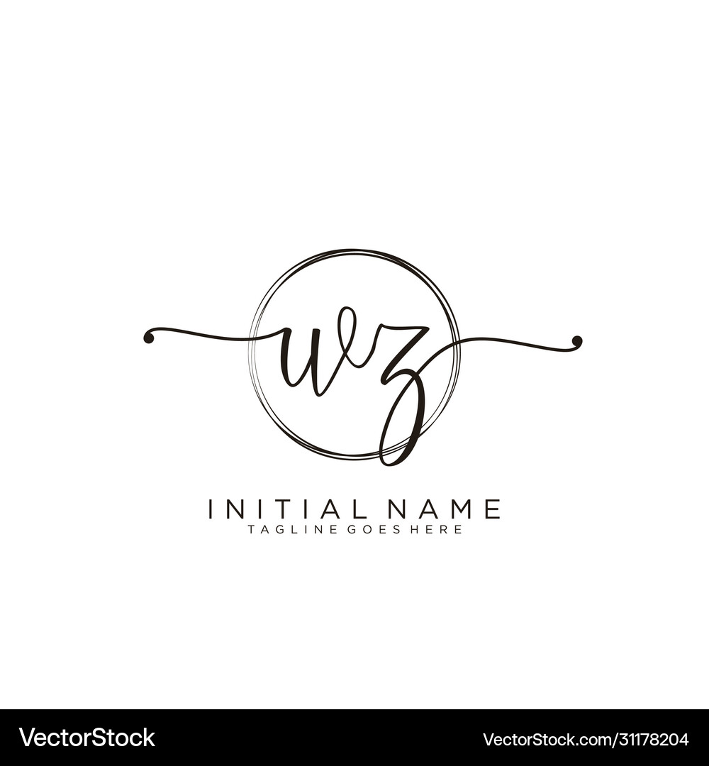 Wz initial handwriting logo with circle template Vector Image