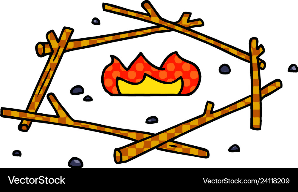 Cartoon doodle of a camp fire Royalty Free Vector Image