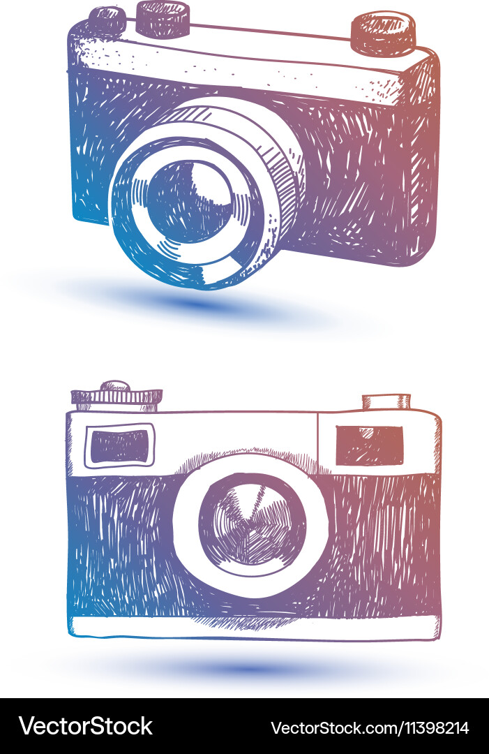 Hand drawn retro camera hipster Royalty Free Vector Image