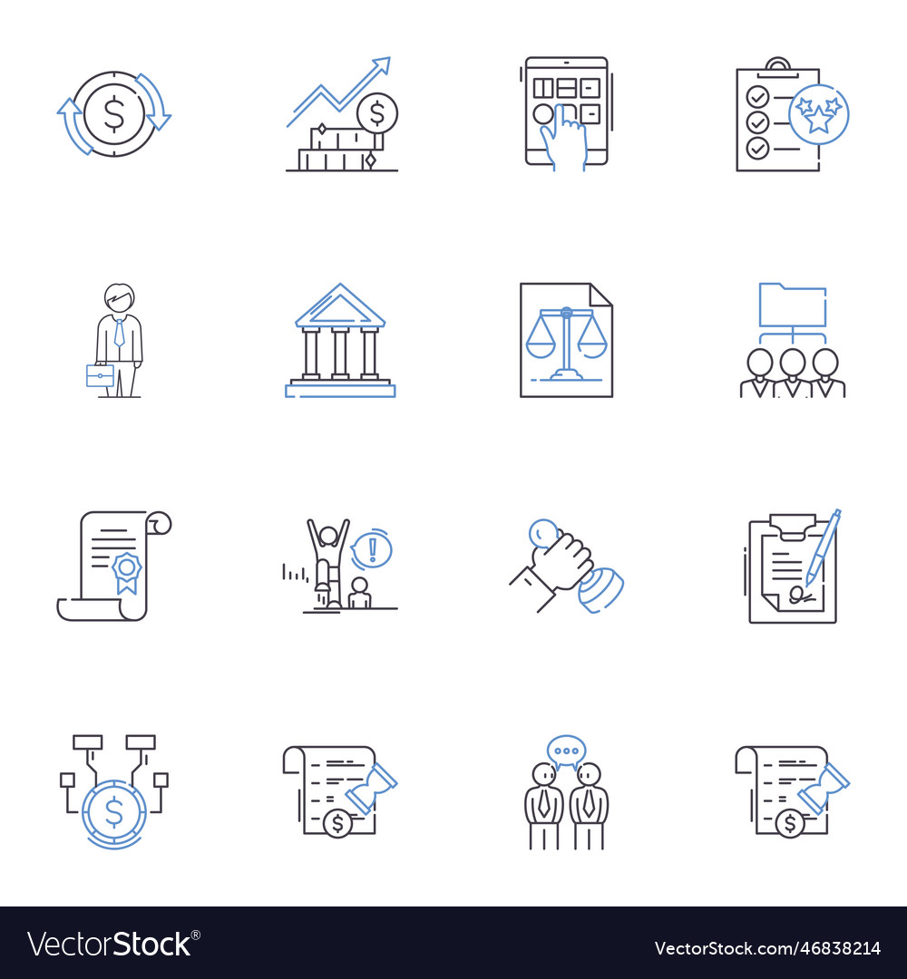 Legal professional line icons collection advocate Vector Image Legal professional line icons collection advocate Vector Image