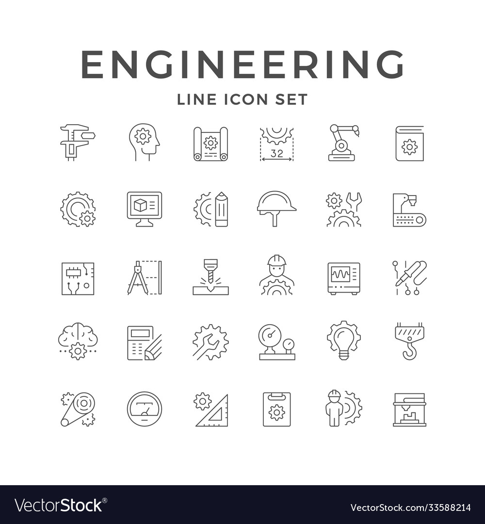 Set line icons engineering Royalty Free Vector Image