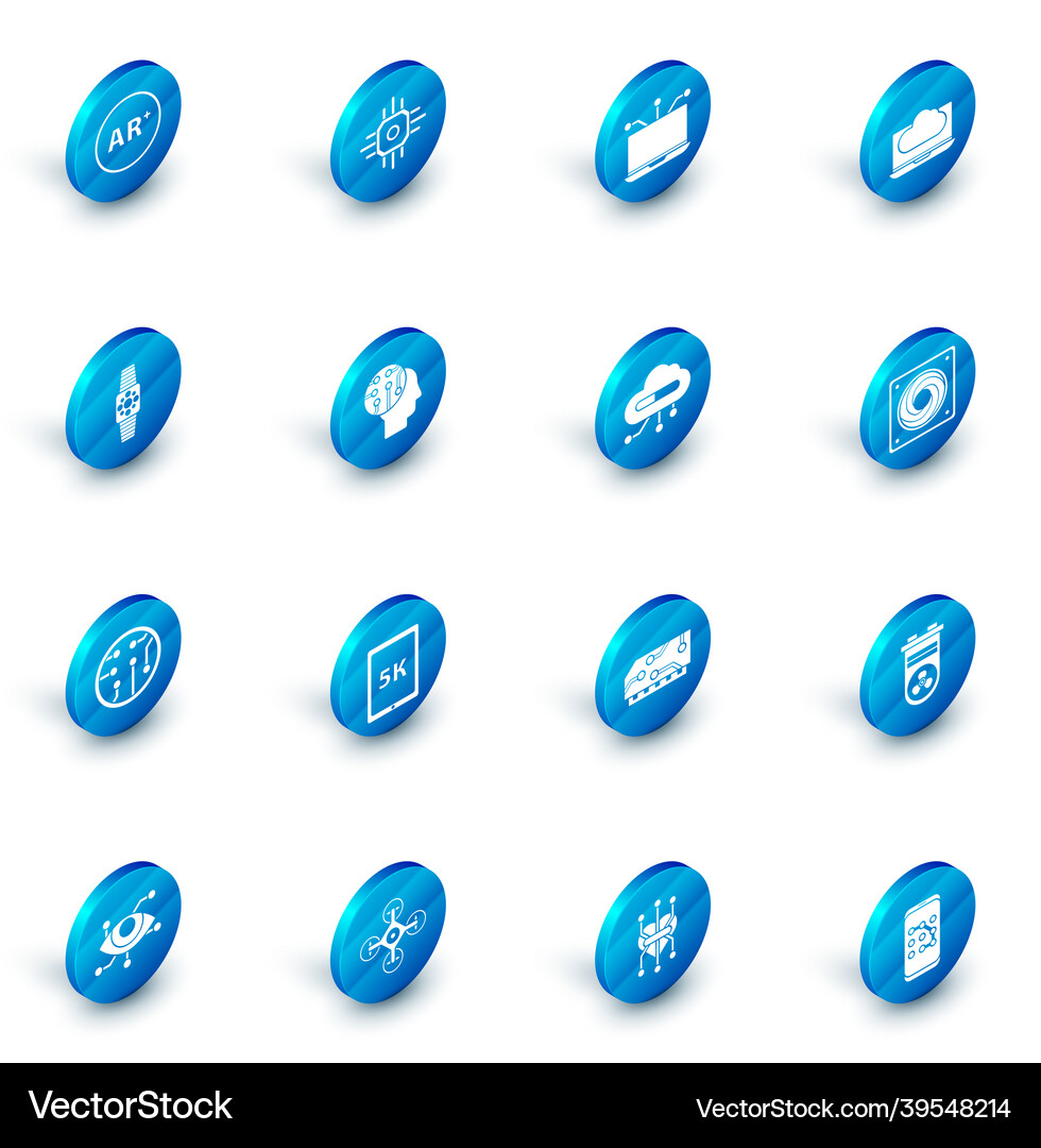 Set processor laptop cloud technology data Vector Image
