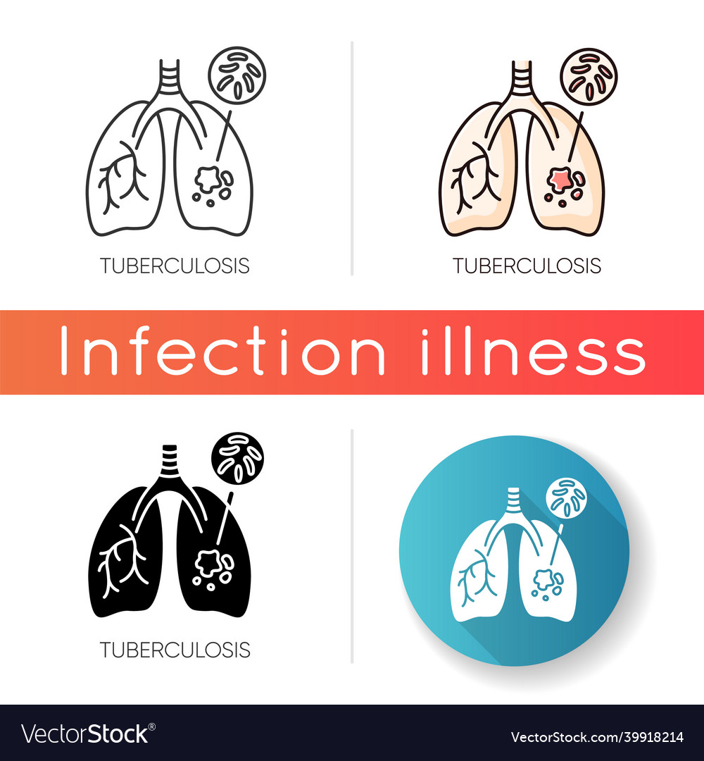 Tuberculosis Icon Linear Black And Rgb Color Vector Image