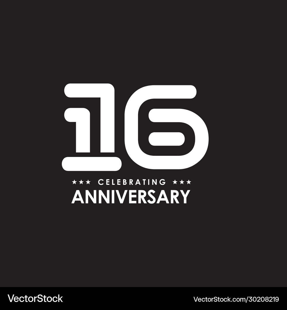 16th year celebrating anniversary emblem logo Vector Image