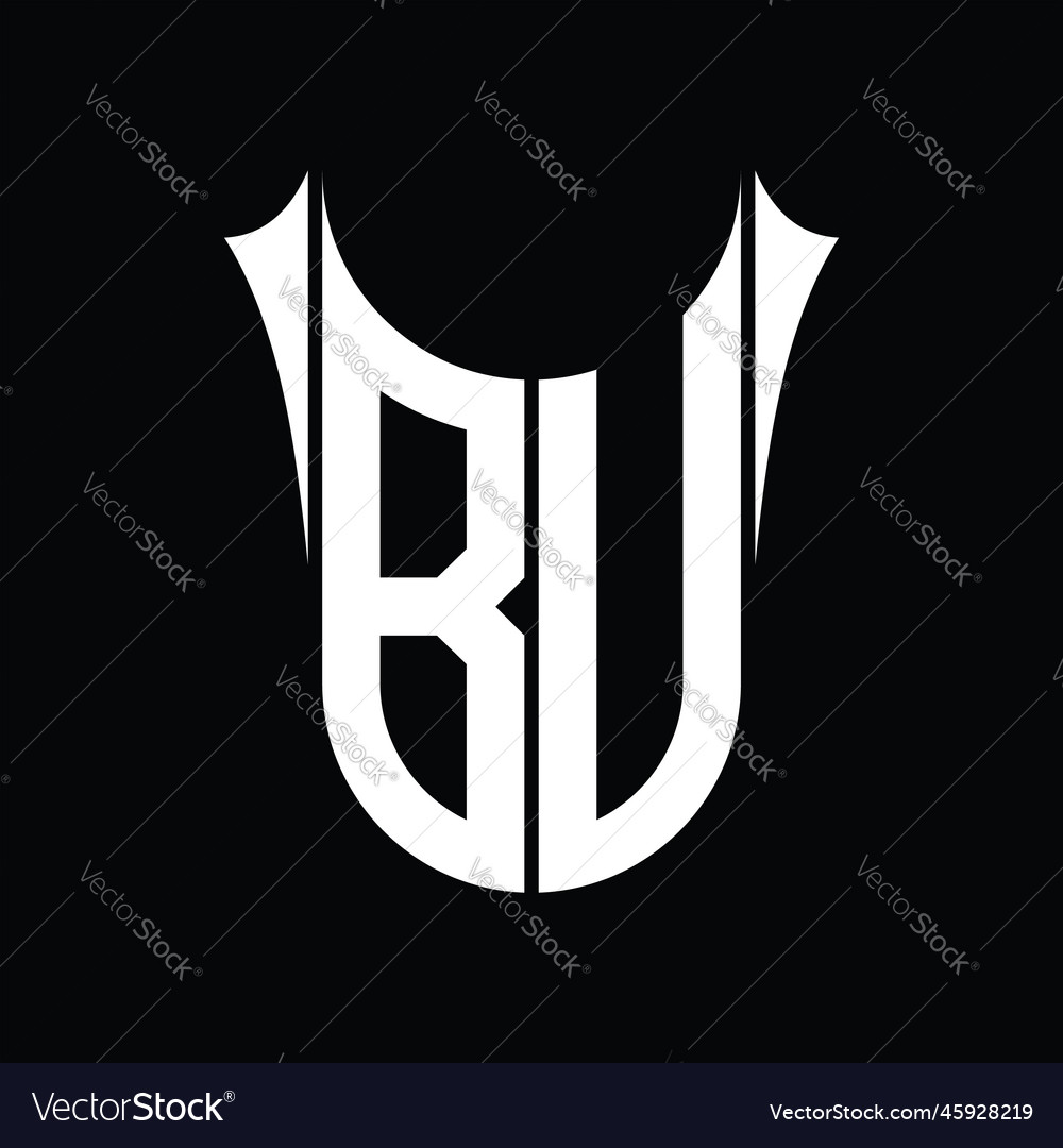 Bu logo monogram shield sharp half round shape Vector Image