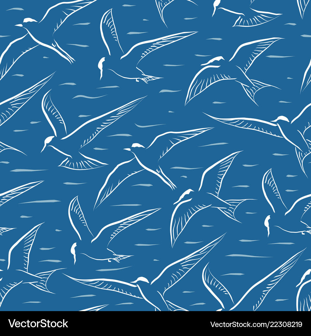 Flying tern seamless tile Royalty Free Vector Image