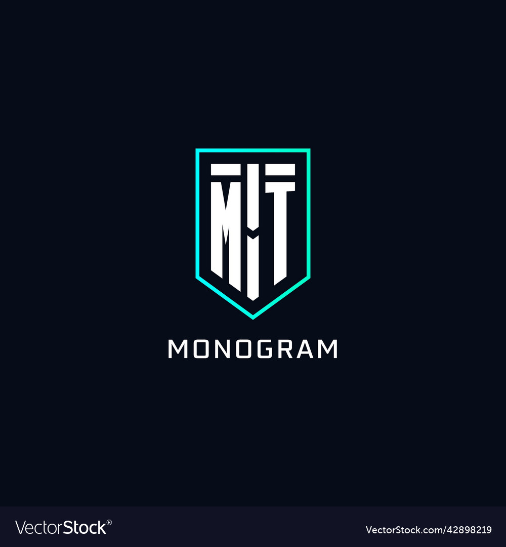 Monogram mt logo shield shape geometric style Vector Image