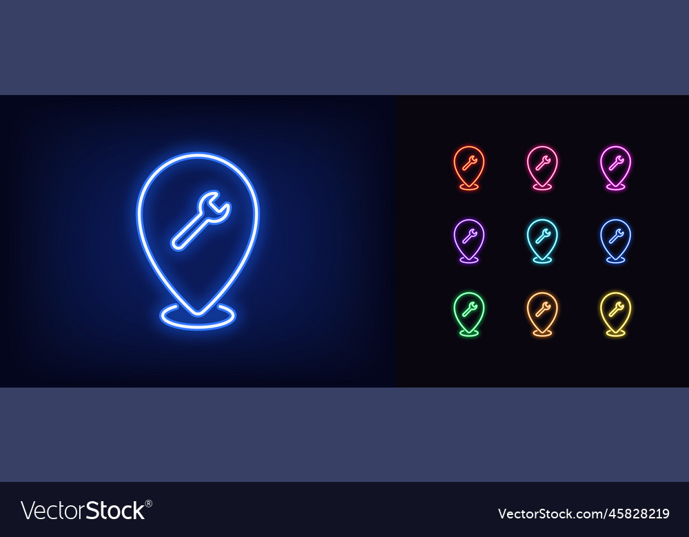 Outline neon repair pointer icon set glowing neon Vector Image
