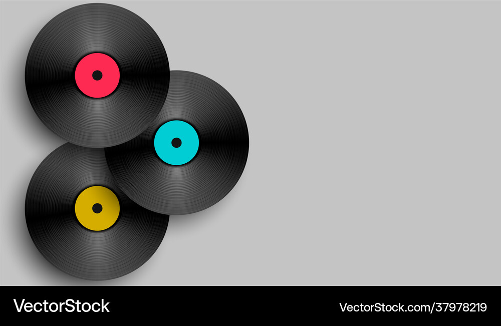 Realistic music vinyl background design Royalty Free Vector