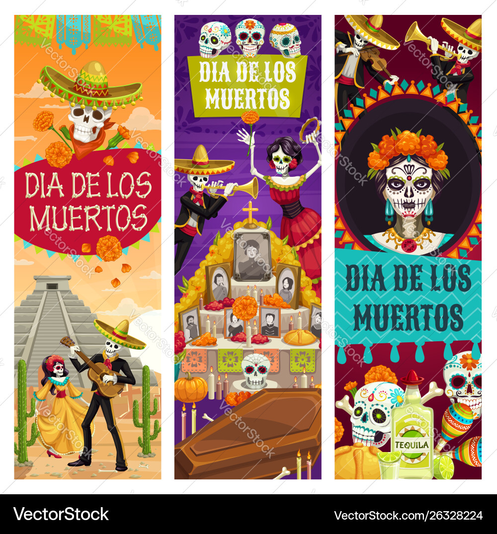 Day dead dia de los muertos holiday celebration Vector Image