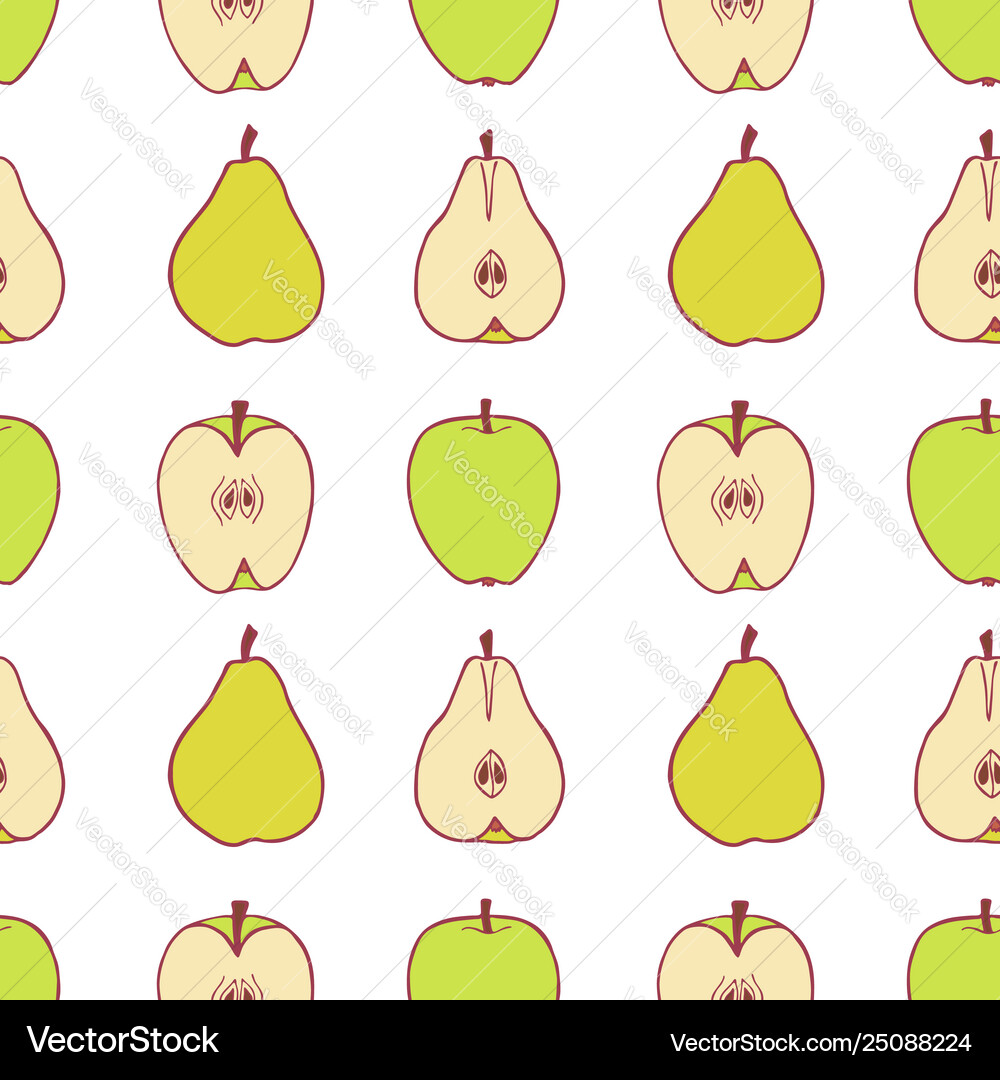 Fruit pear and apple seamless pattern Royalty Free Vector