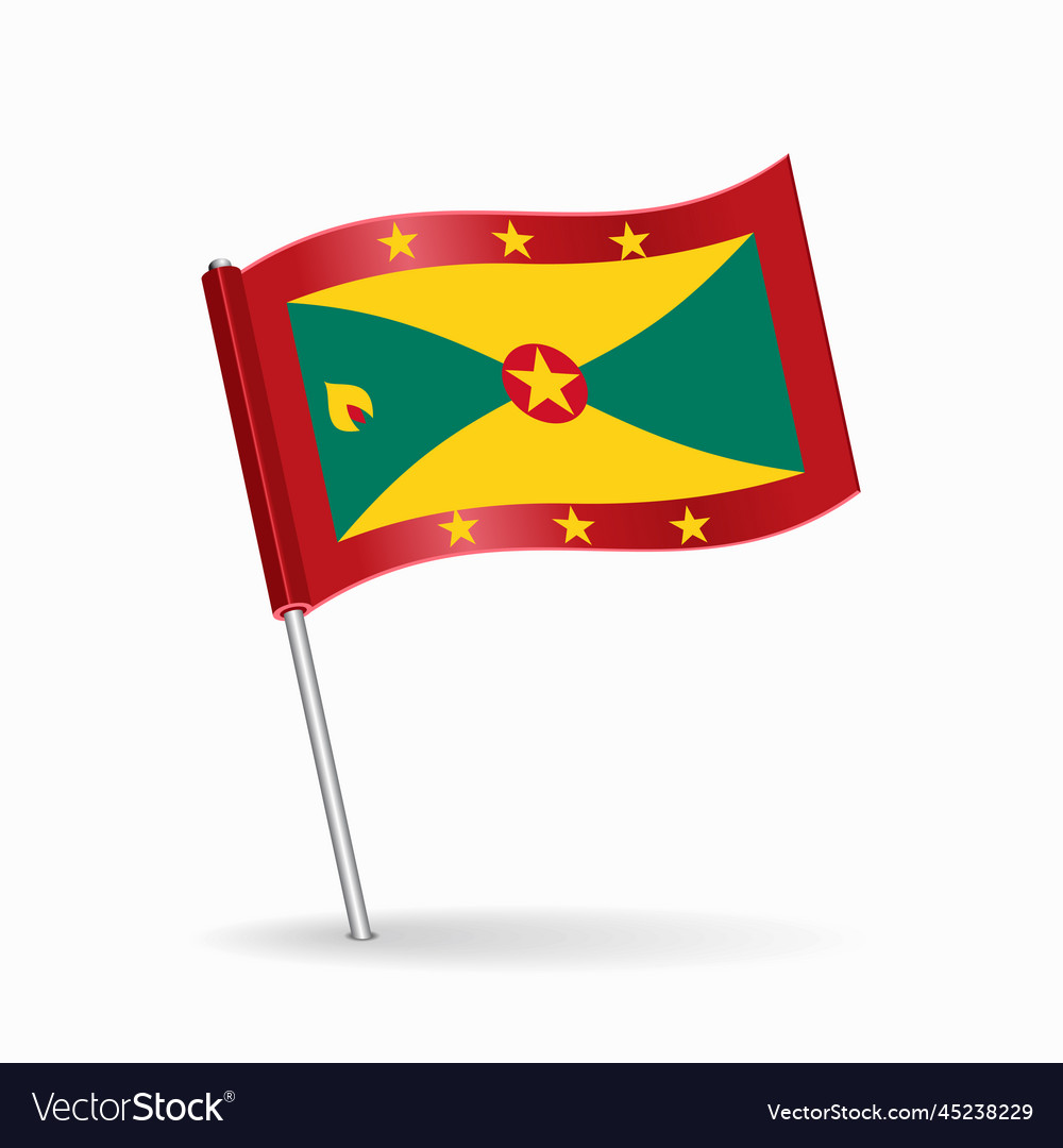 Grenada flag map pin pointer layout Royalty Free Vector