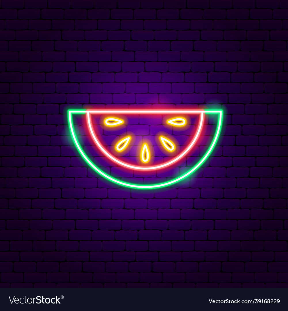 Watermelon slice neon sign Royalty Free Vector Image