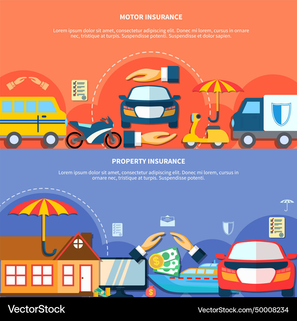 Car and property protection horizontal banners – Royalty-Free Vector ...