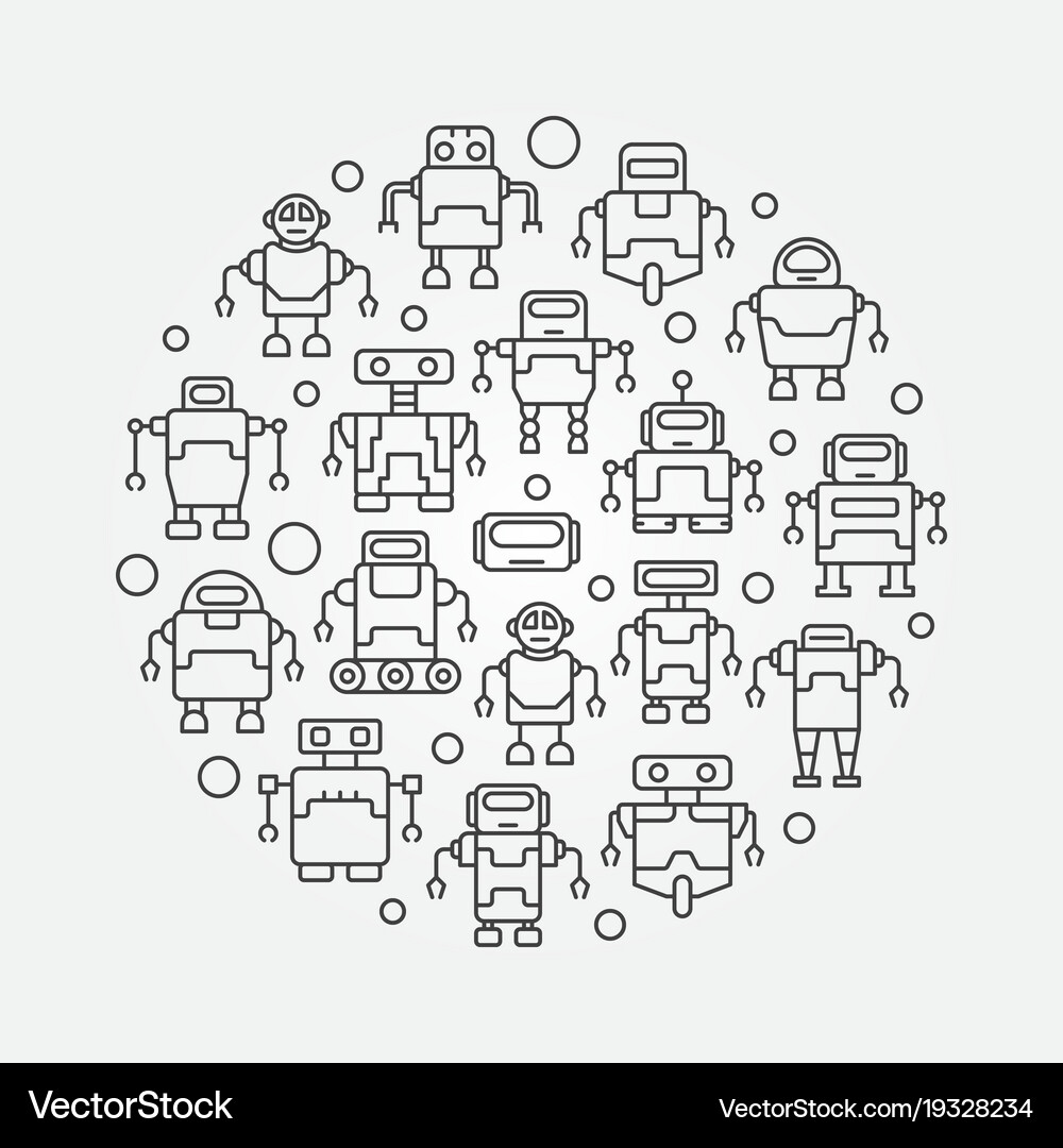 Robots circular - round symbol Royalty Free Vector Image