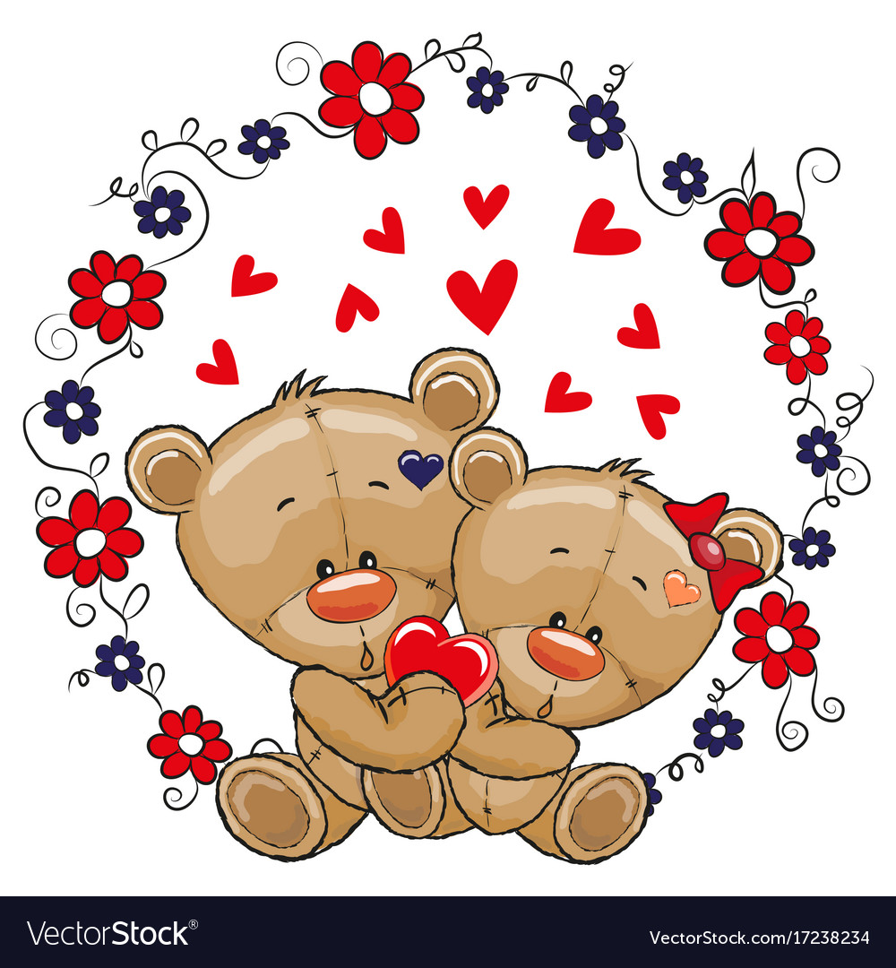 Two cute bears Royalty Free Vector Image - VectorStock