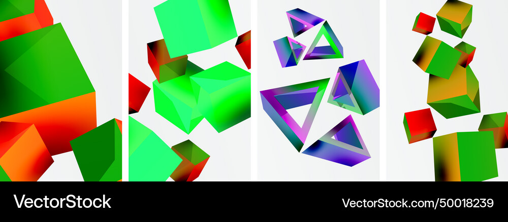 Composition of 3d cubes and other geometric Vector Image