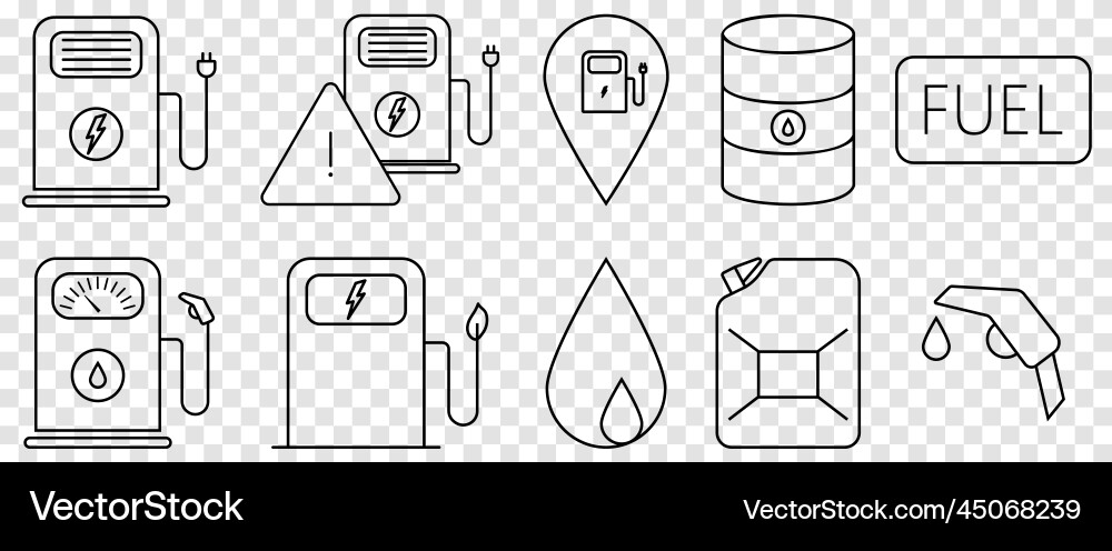 Gas station line icons Royalty Free Vector Image