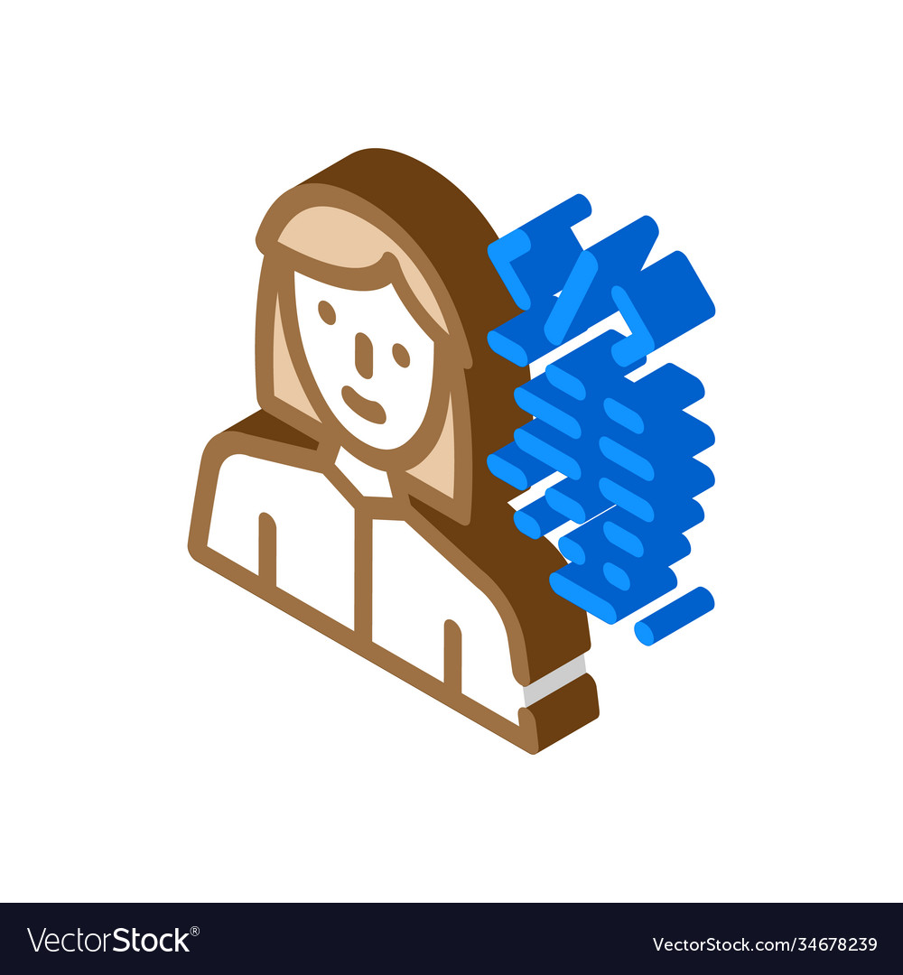 Programmer woman job isometric icon Royalty Free Vector