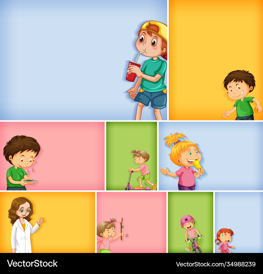 Set different kid characters Royalty Free Vector Image
