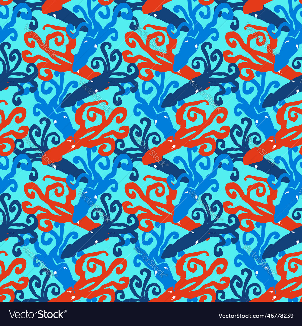 Tangled squids pattern Royalty Free Vector Image