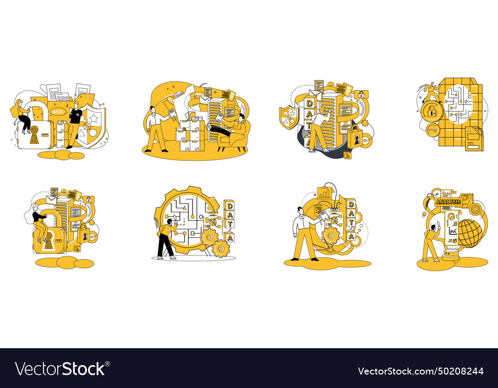 Data mining digital databases are treasure troves Vector Image Data mining digital databases are treasure troves Vector Image