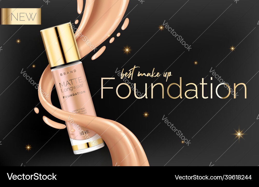 Foundation makeup advertising design template Vector Image