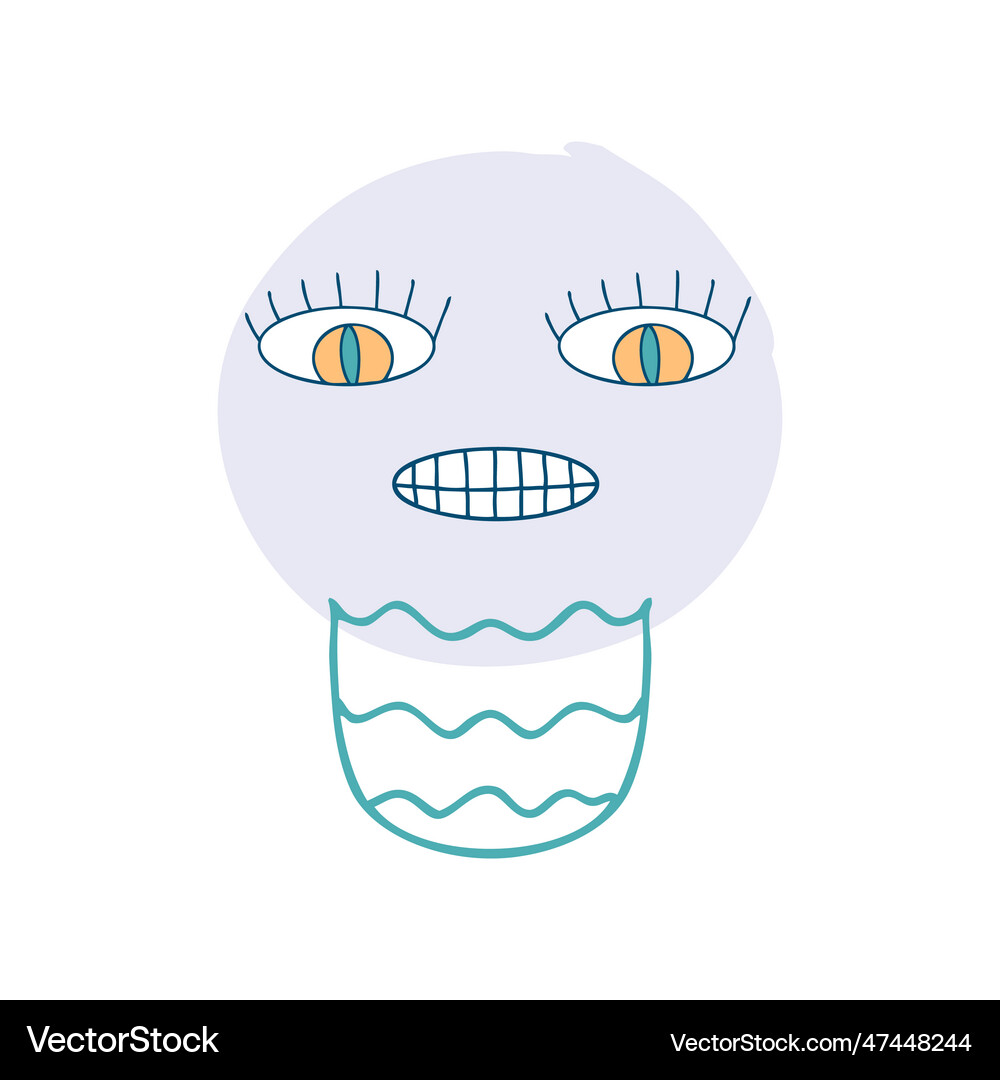 Giggle face ice cream cup character with doodle Vector Image